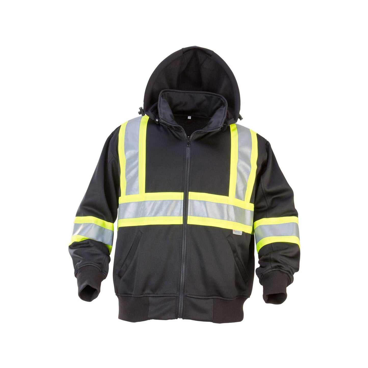 Credit - Black Poly/Cotton Jacket With Yellow Contrasting Reflective M ...